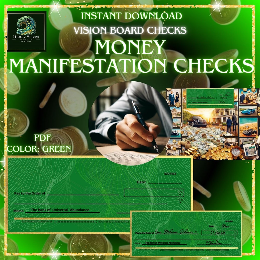 Green Checks, Chèques, Manifestation Checks ,money Manifestation Checks ...