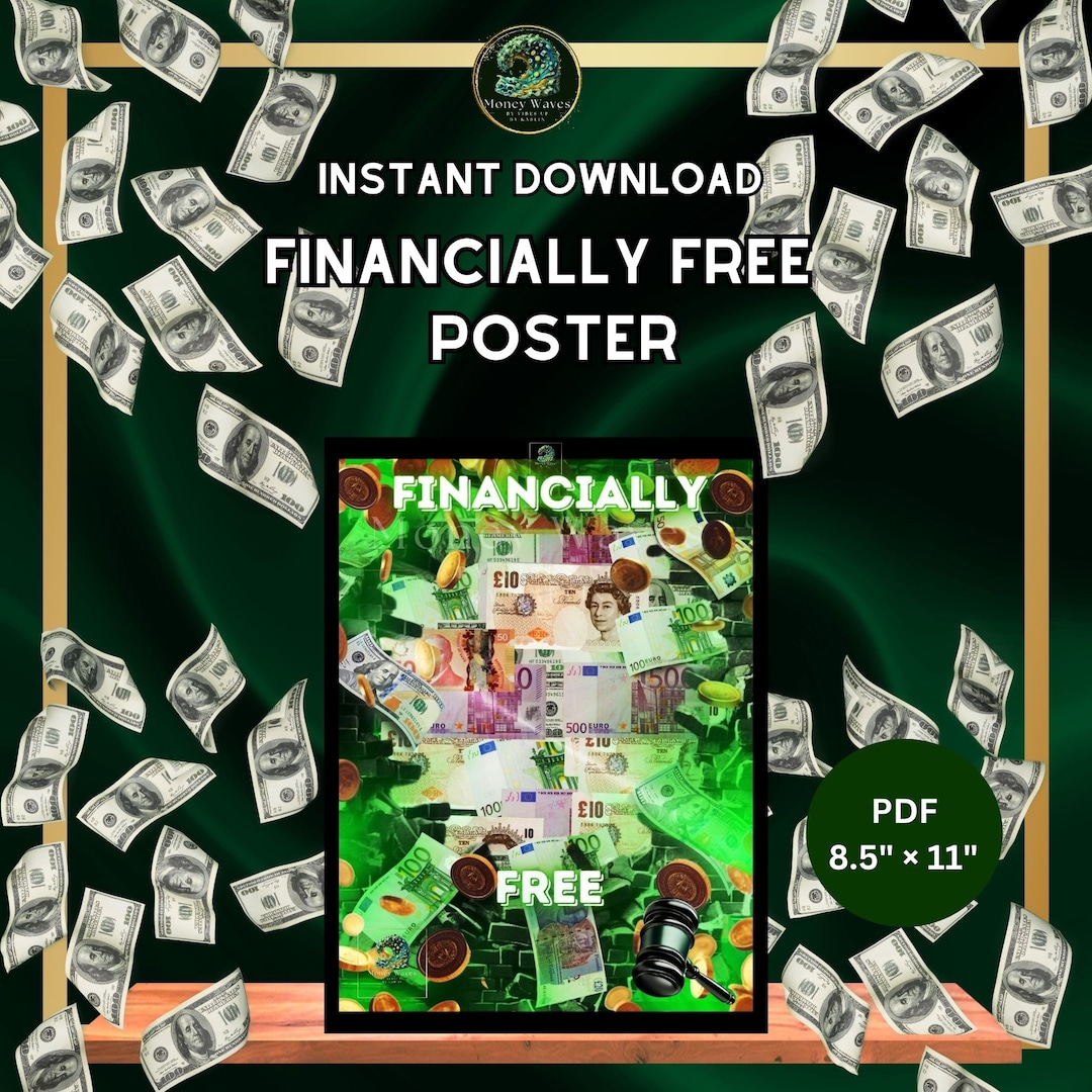 Financially Free, Money Art, Money Wall, Printable Money Art ...