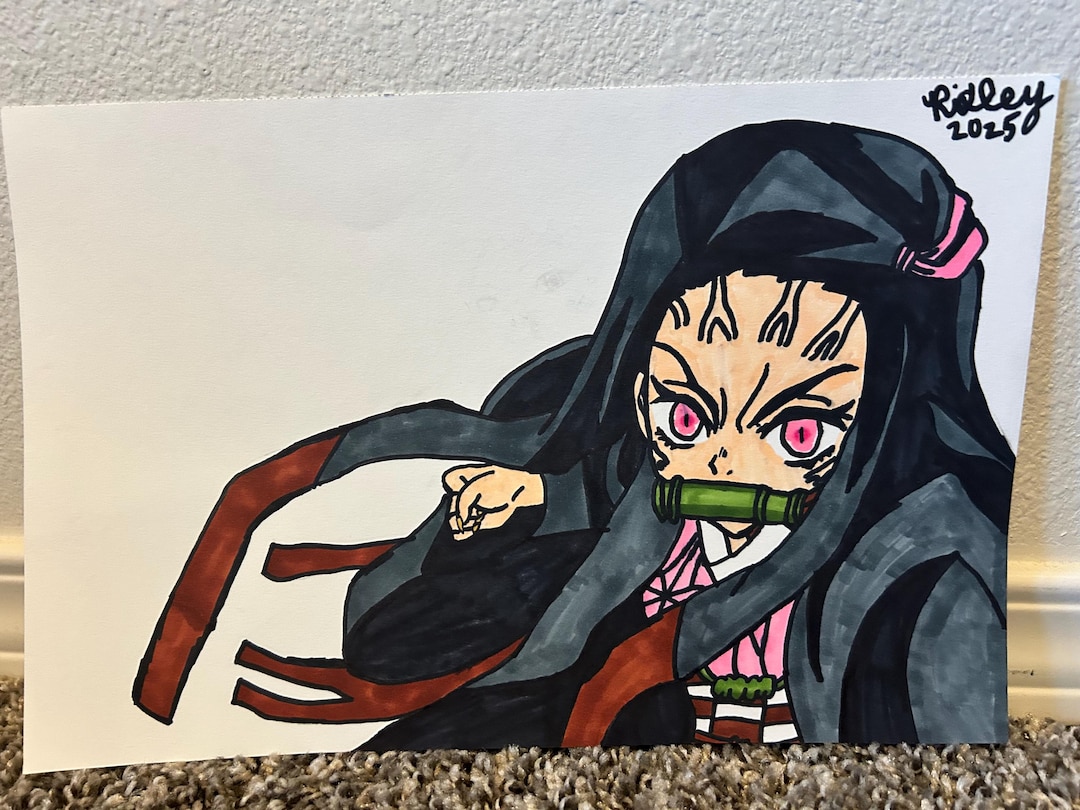 Nezuko Kamado Hand Drawing Demon Slayer - Etsy