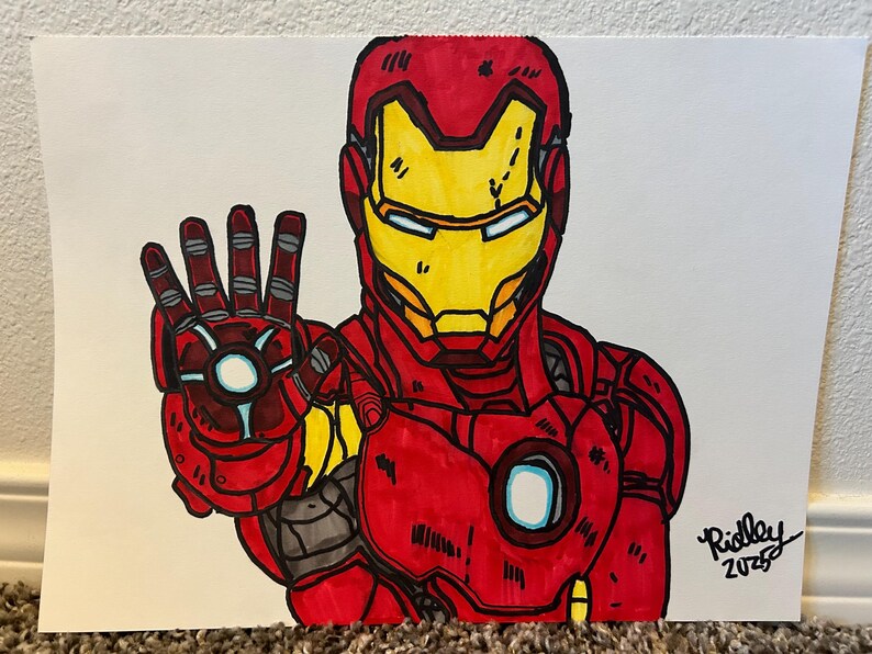 Iron Man Hand Drawn. Marvel - Etsy