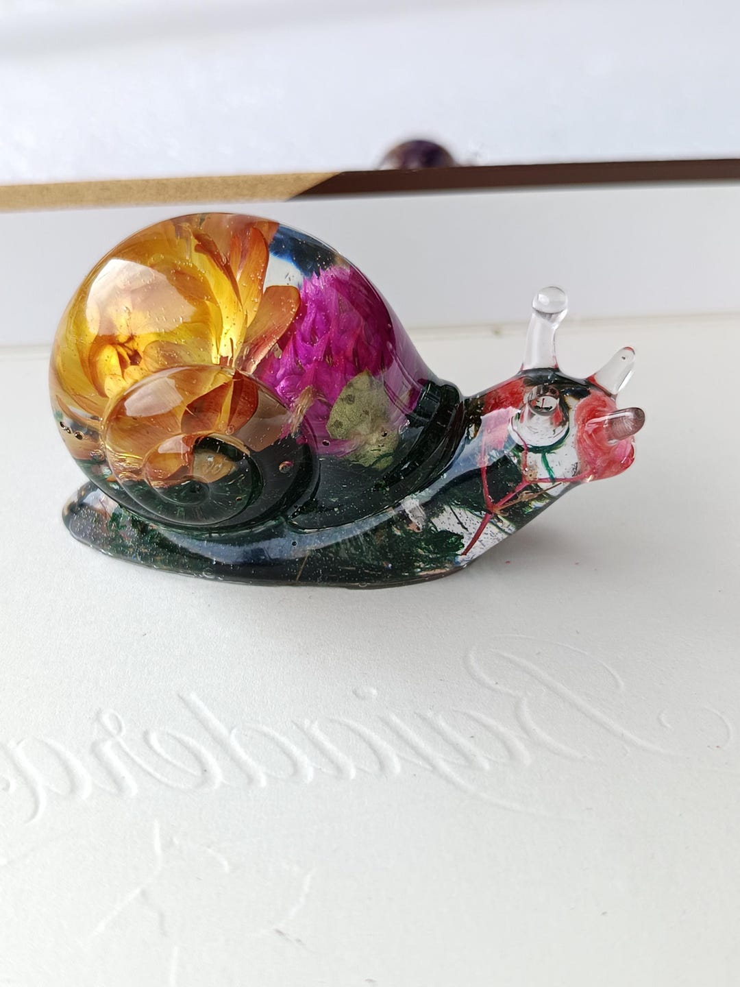 Resin Snail Figurine | Flower in Resin | Moss in Resin | Floral Decor ...