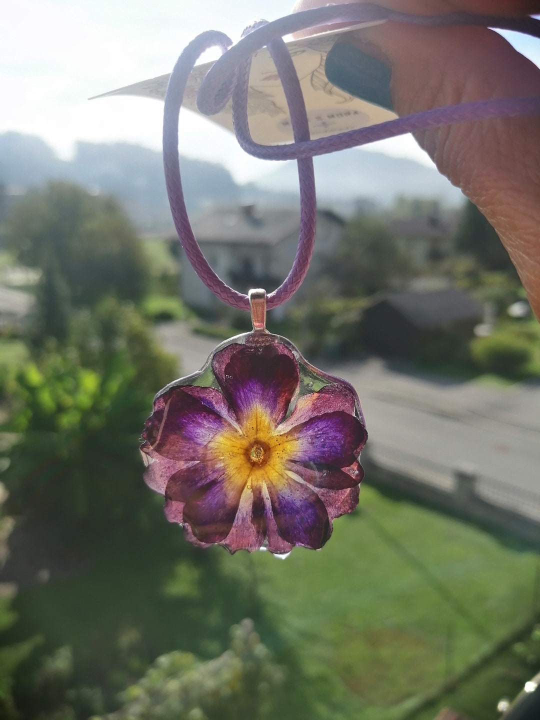 Real Pansy Flower Necklace, Real Purple Pansy Flower Necklace, Dried ...