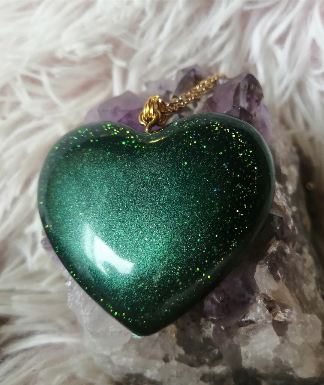 Heart Resin Pendant Necklace, Black Heart Necklace, Pink Heart Necklace ...