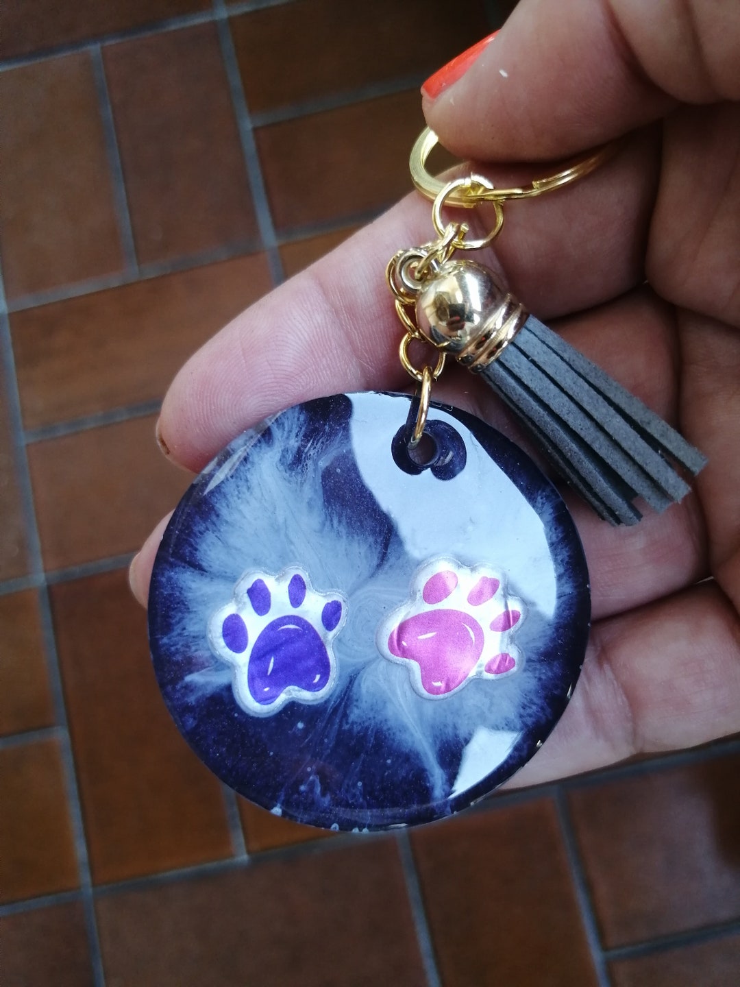 Pet Keychain, Paw Keyring, Paw Keychain, Resin Chaem Keychain, Resin ...