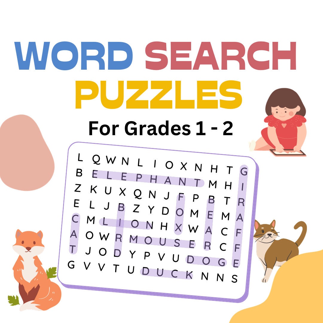 Word Search Puzzles Grade 1 to 2 | Fun English Vocabulary Learning ...
