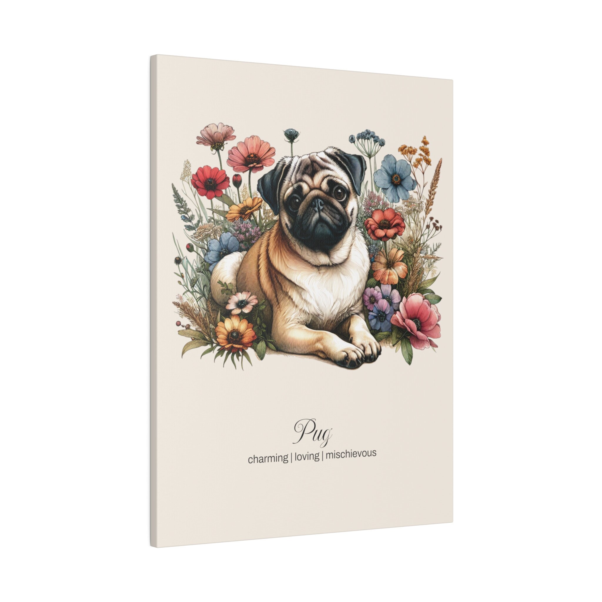 Pug Wall Art, Cottage Core Art, Wall Decor for Dog Lover, Picture of ...