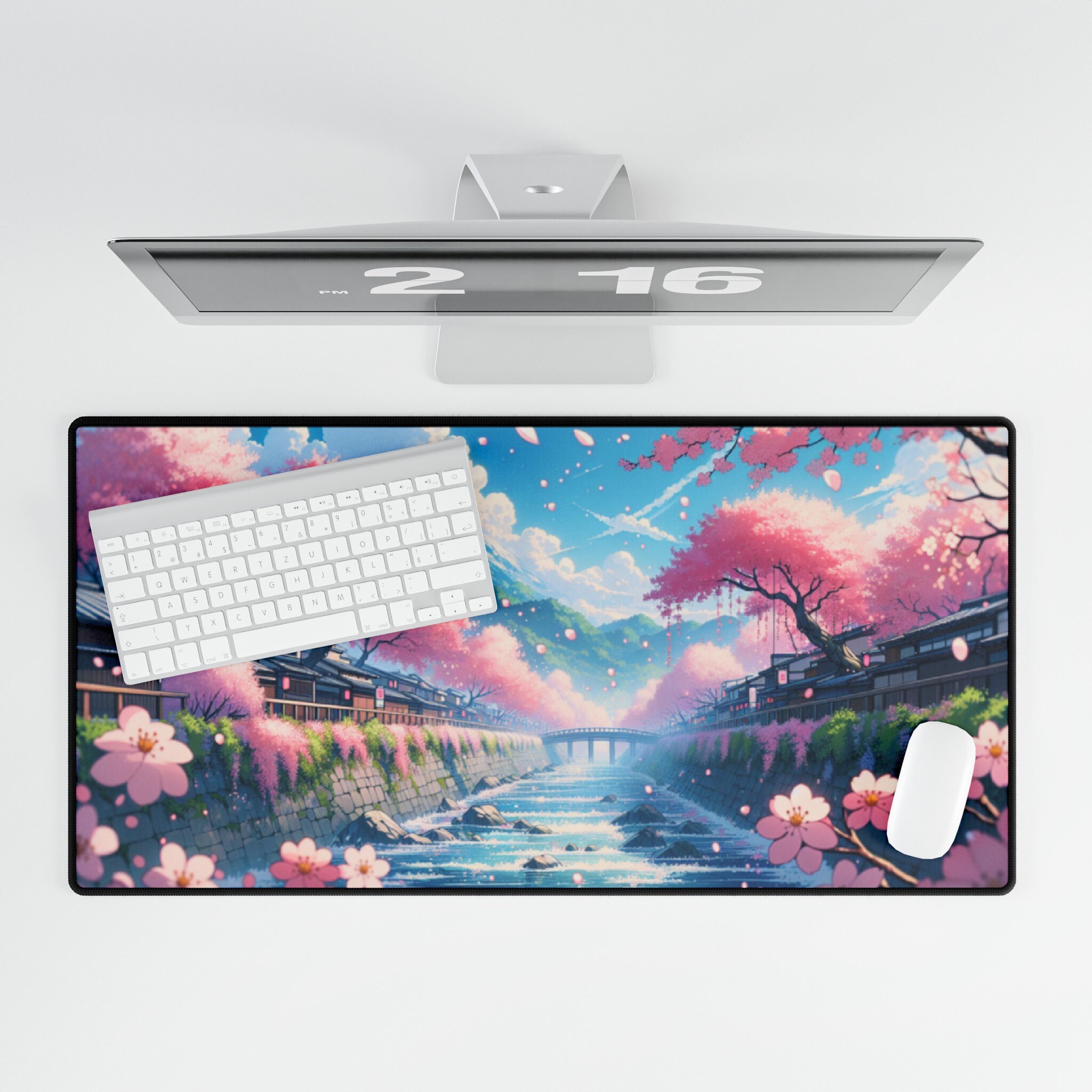 Cherry Blossom Desk Mat, Japanese Desk Mat, Sakura Desk Mat, Desk Gift ...