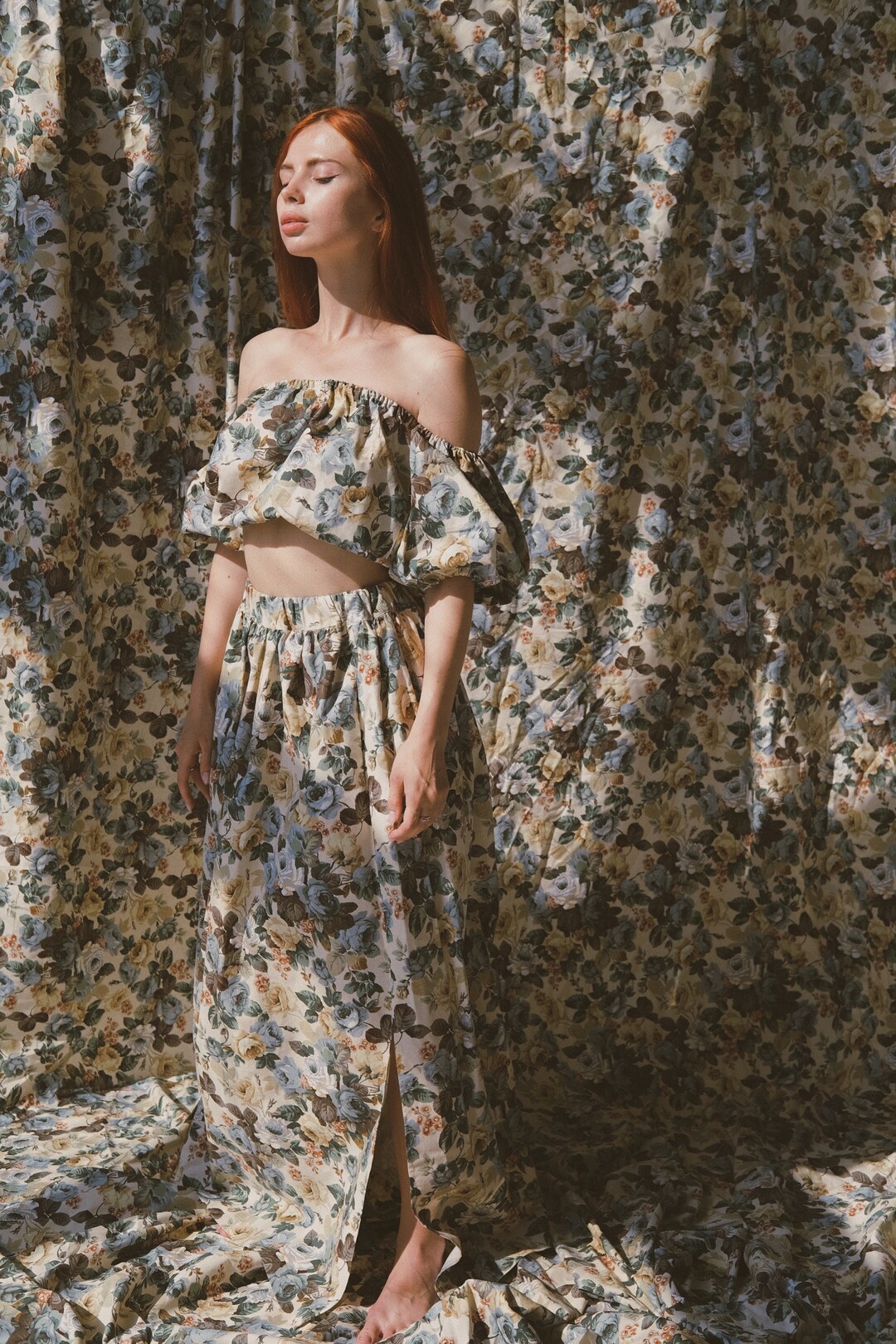 Cotton Costume With Flower Print / Flower Print Cotton Suit /summer ...