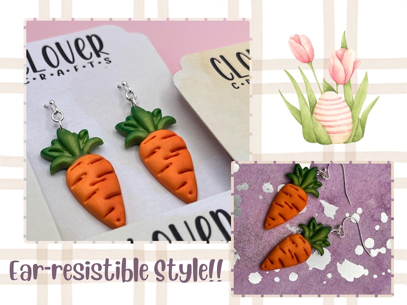 Handmade Polymer Clay Spring Carrot Earrings - Etsy