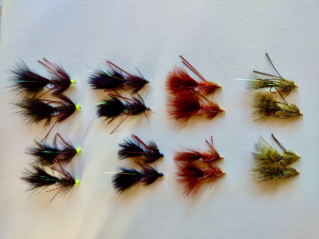 Set of 16 Rubber Leg Bugger (trout Flies) - Etsy