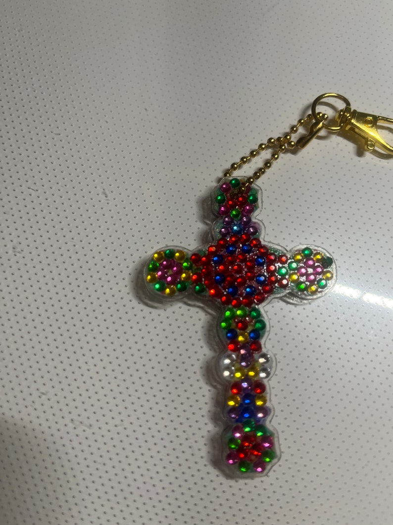 Diamond Art Completed Double-sided Rhinestone Gems Cross With Gold ...