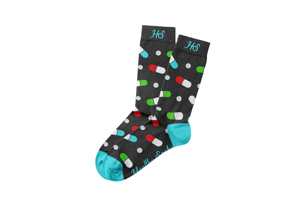 Medication Crew Socks – Pharmacy and Pill Print Socks | Thoughtful Gift ...