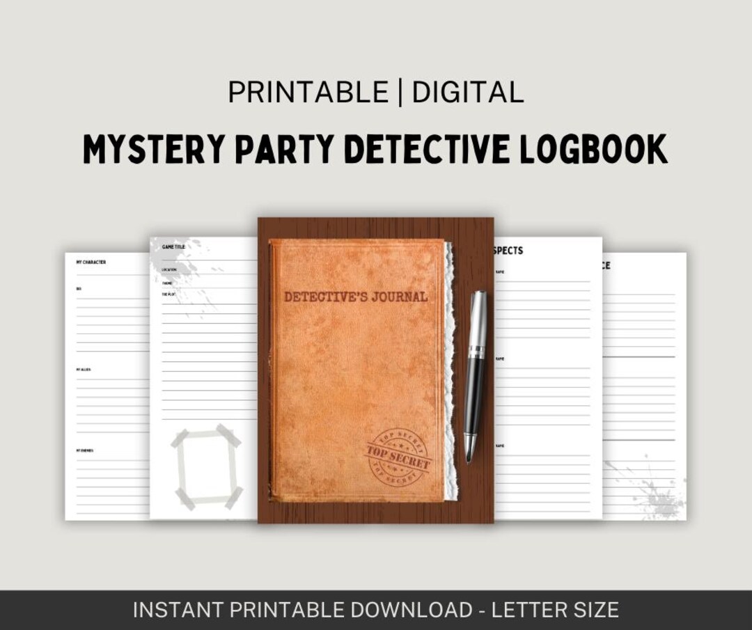 Mystery Party Detective Logbook – Digital Download for Clue Tracking ...