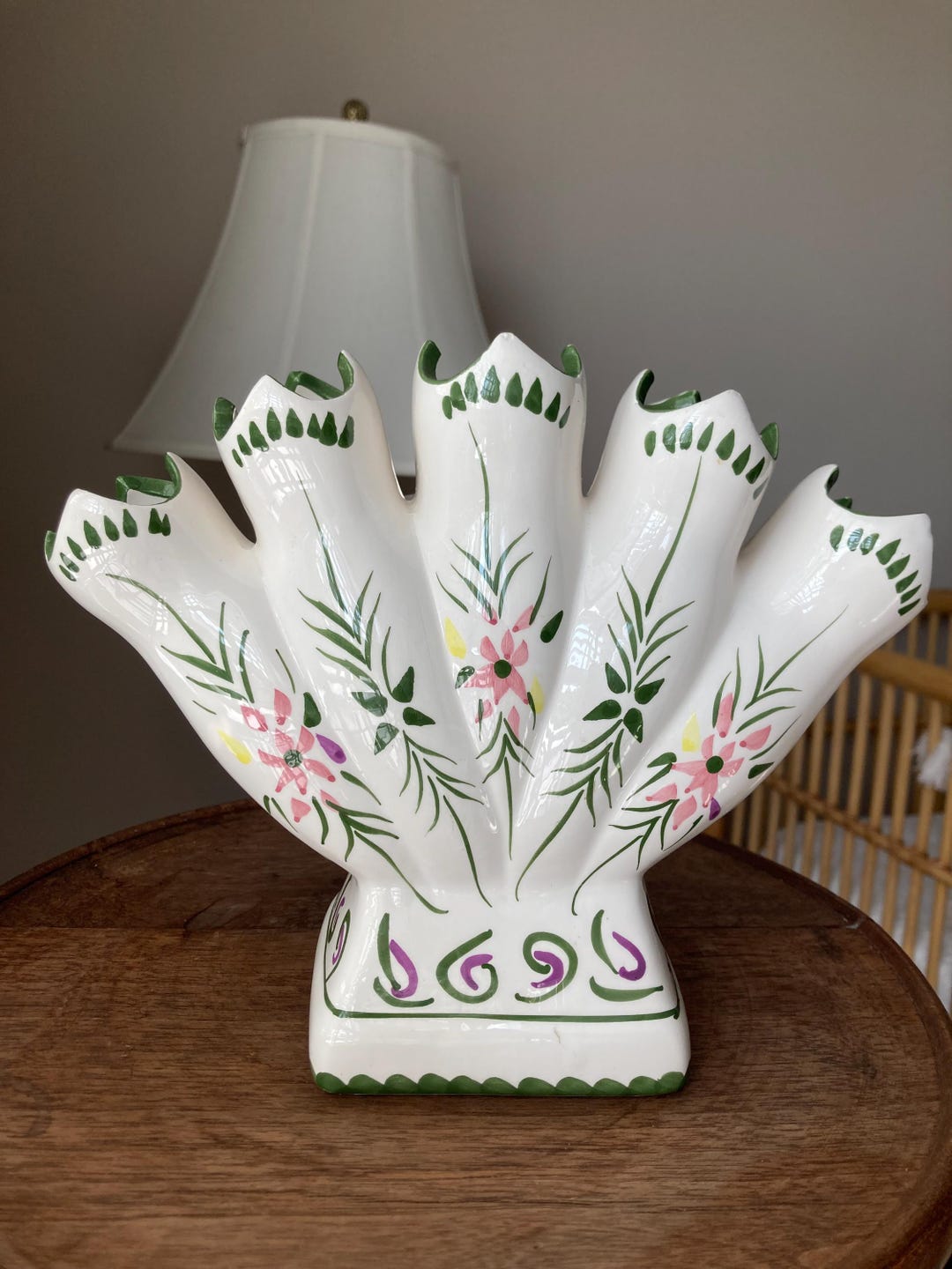 Vintage Five Finger Vase, Large Portugal-made Pottery Finger Tulip ...