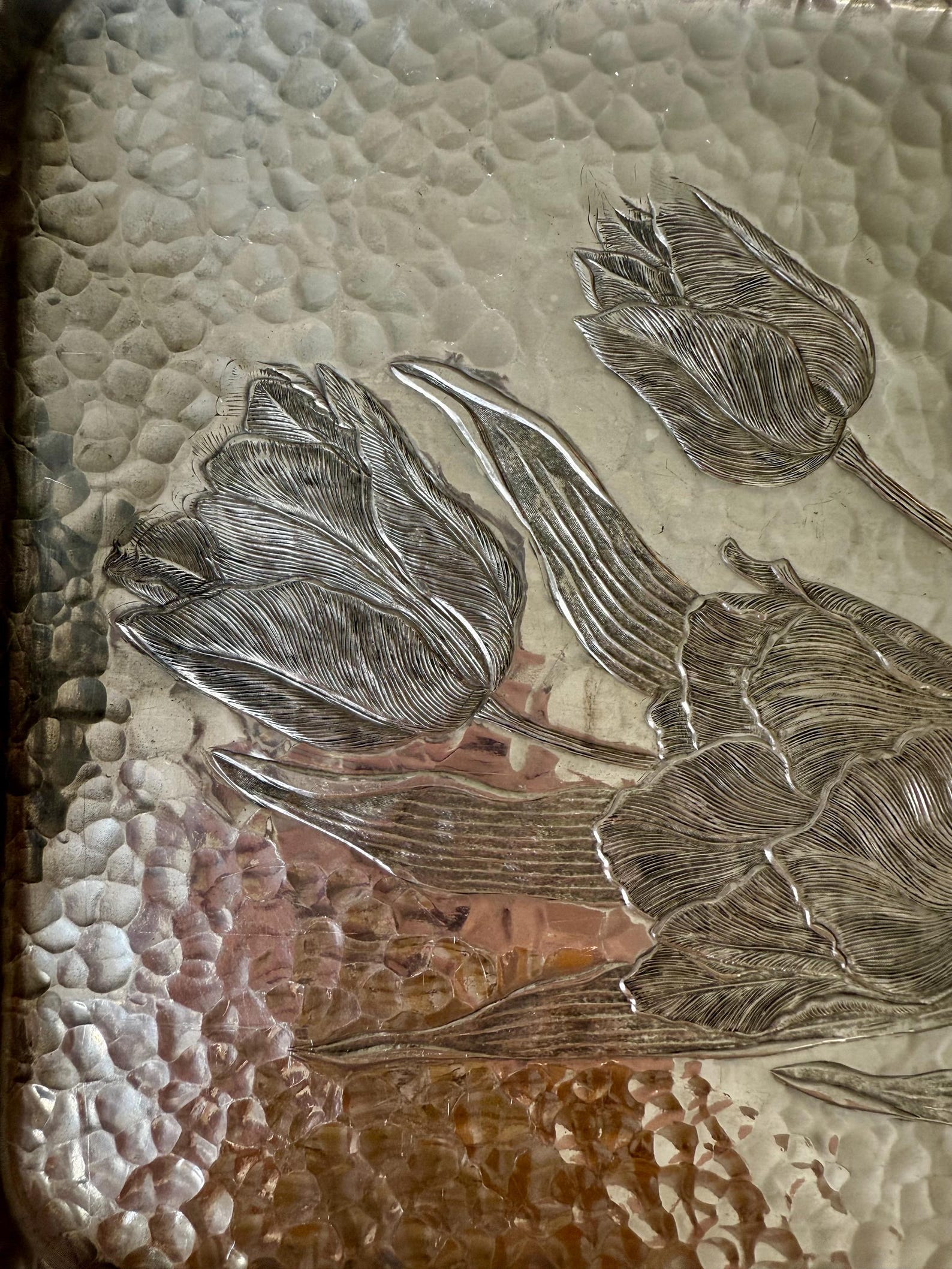 Vintage Rodney Kent Tulip and Bows Tray, Hammered Aluminum - Etsy