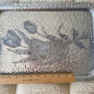 Vintage Rodney Kent Tulip and Bows Tray, Hammered Aluminum - Etsy