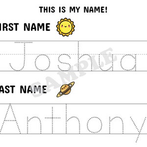 Custom Name Tracing Sheet for Kids First & Last Name Worksheet Custom ...