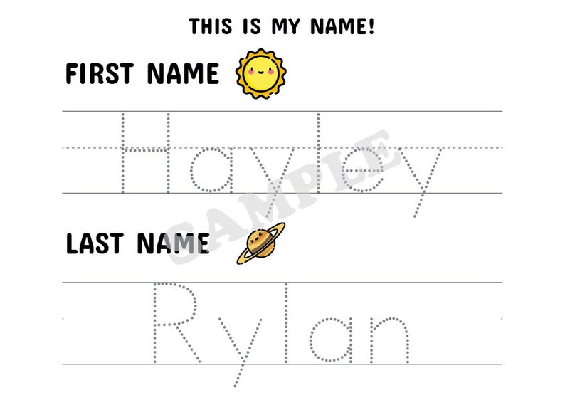 Custom Name Tracing Sheet for Kids First & Last Name Worksheet Custom ...