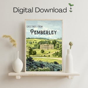 Greetings From Pemberley Landscape Digital Download Poster | Pride and ...