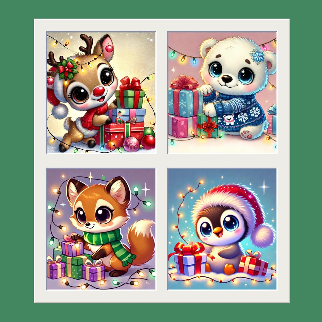 Christmas Animal Clip Art Bundle | Adorable Holiday Animals, Digital ...