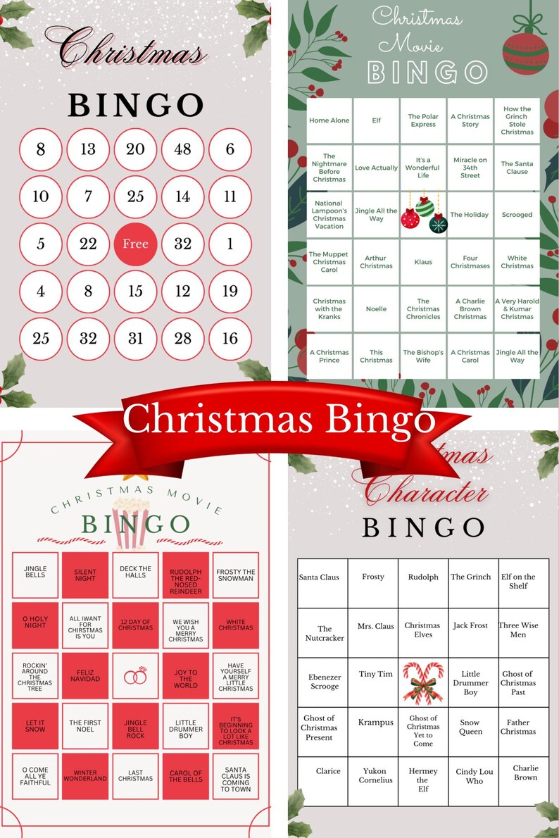 Christmas Bingo Cards - Printable Holiday Game for Kids & Family ...