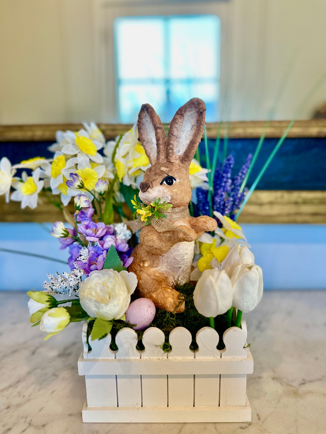 Easter Bunny in Picket Fence - Etsy