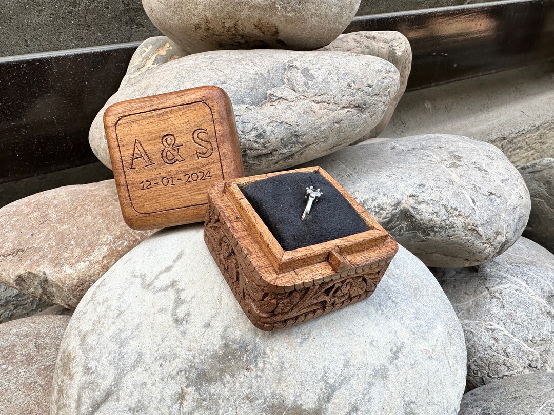 His / Her Hand-carved Wooden Ring Boxes - Etsy