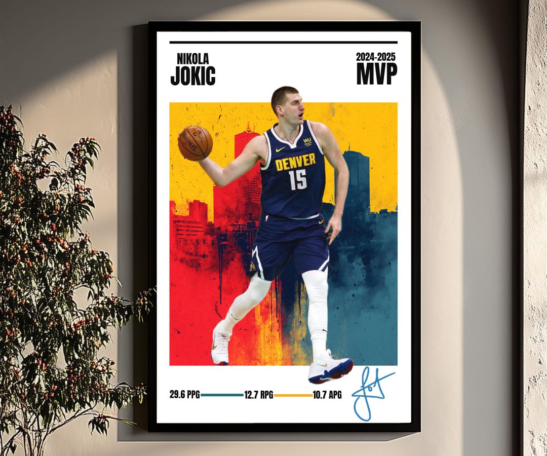 Nikola Jokic NBA MVP Poster: Basketball Icon Digital Wall Art for ...