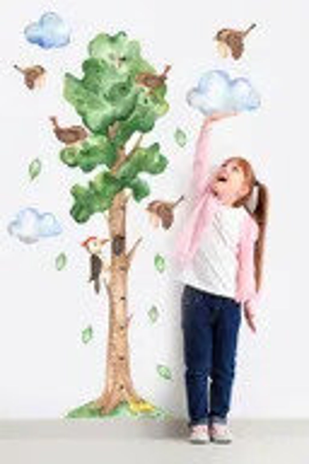 Tree Growth Chart Children's Room Wall Sticker, Adorable Tree Height ...