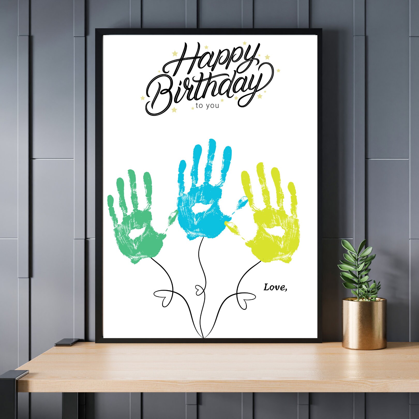 DIY Handprint Balloons Birthday Card DIY Card Gift Memory Keepsake Gift ...