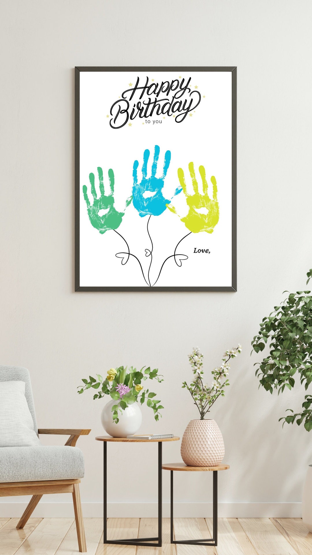 DIY Handprint Balloons Birthday Card DIY Card Gift Memory Keepsake Gift ...