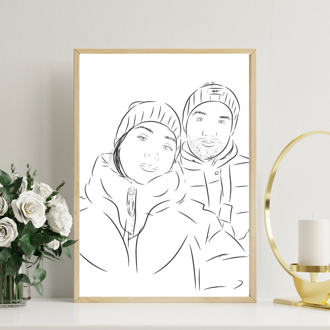 Personalized Line Drawing, Hatch Drawings, Drawing by Photo, Family ...