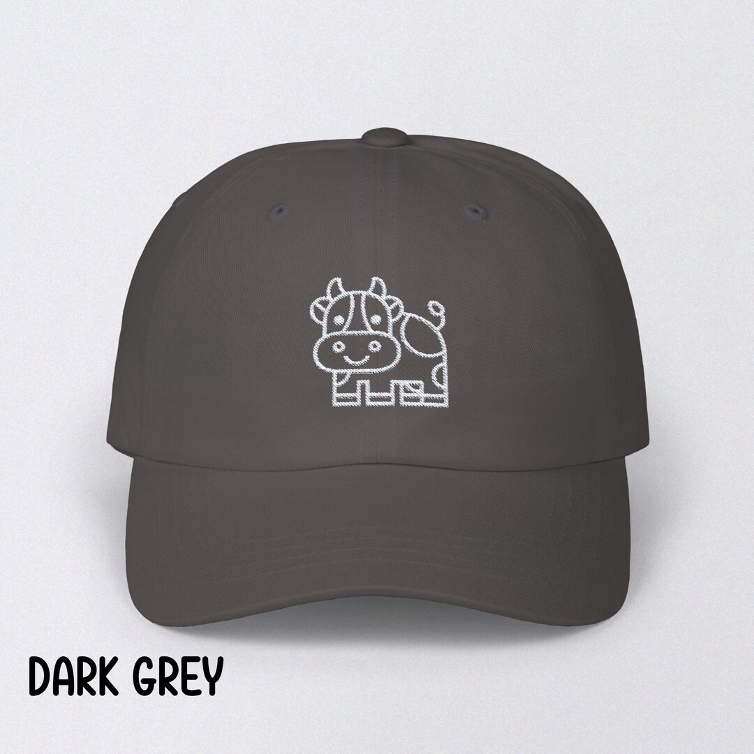 Cute Smiling Cow Embroidered Cap - Adjustable Dad Hat in 10 Color ...