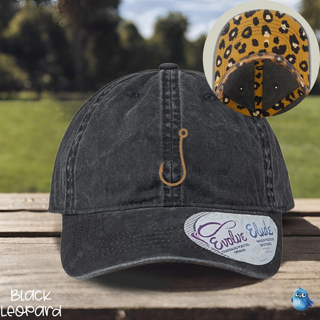 Embroidered Fish Hook Hat, Women’s Pigment-dyed Cap, Fishing Lifestyle ...