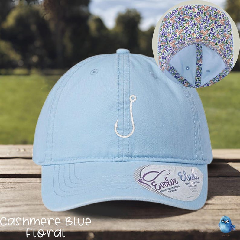 Embroidered Fish Hook Hat, Women’s Pigment-dyed Cap, Fishing Lifestyle ...