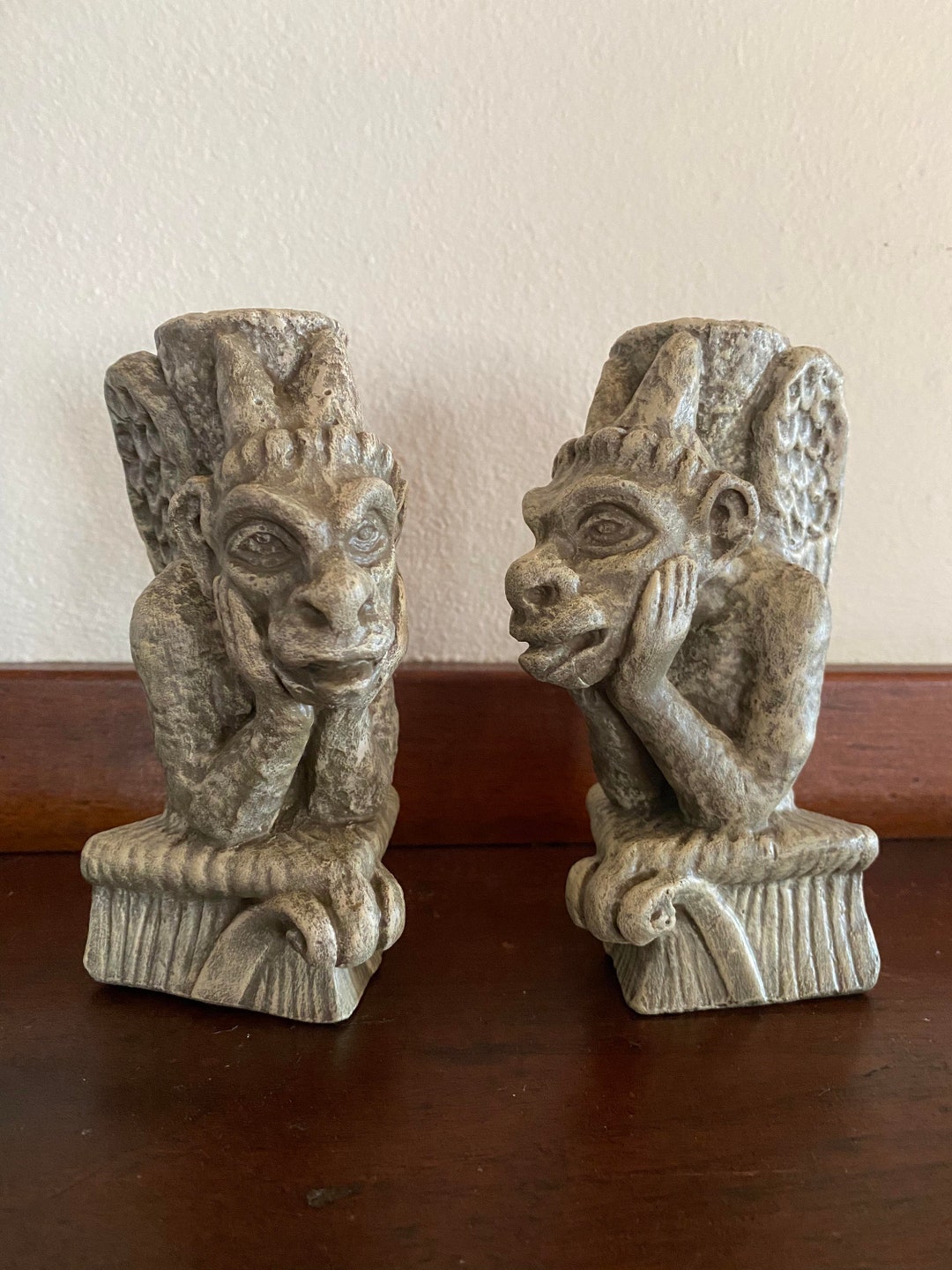 SET VINTAGE GARGOYLES Candle Holders, Set of Two, Notre-dame, Home ...