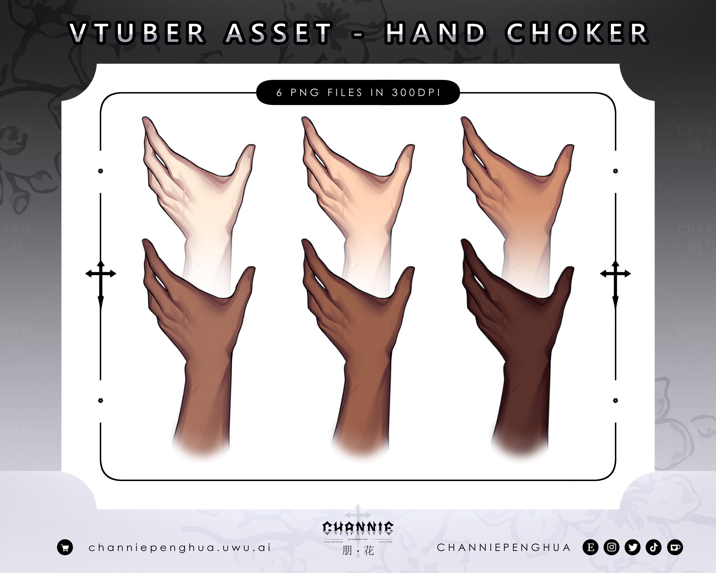 Vtuber Asset — Hand Choker/grab — Multiple Skin Tones — PNG - Etsy