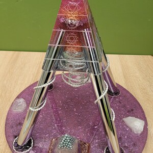 Chakra Engraved Orgonite Pyramid on an Orgonite Base and Mini Orgonite ...