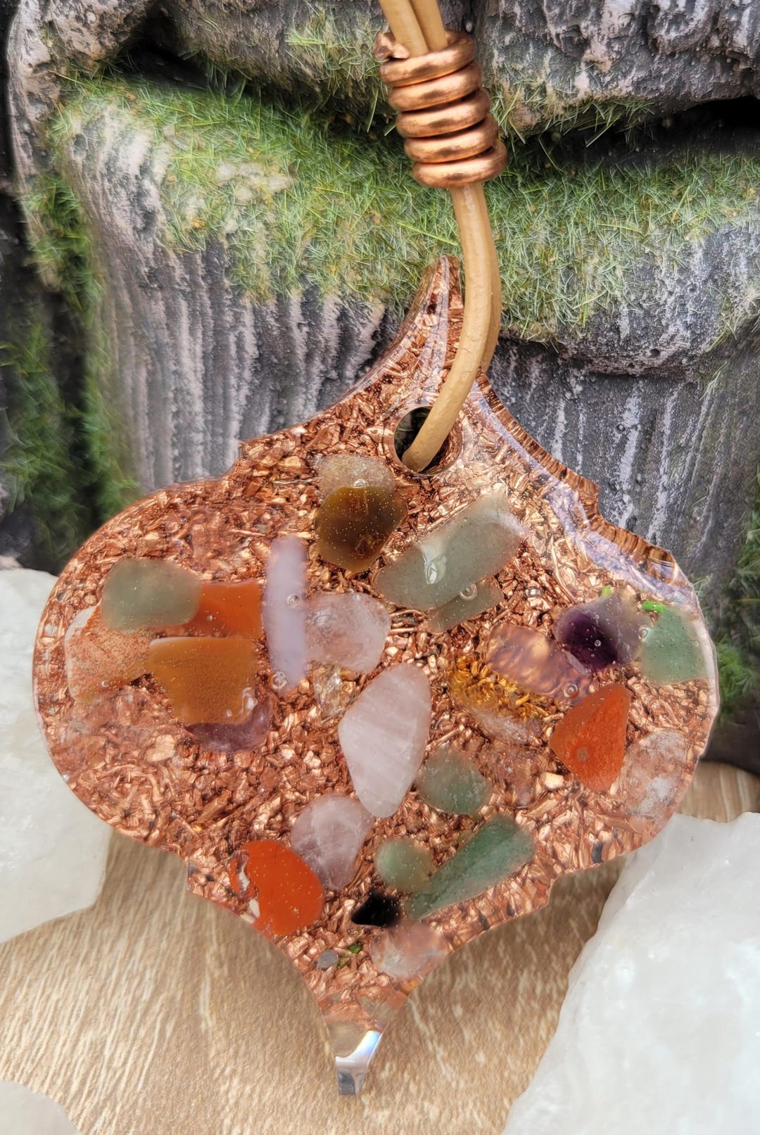 Orgonite Pendant Set in Pure Copper and With Various Crystals EMF ...