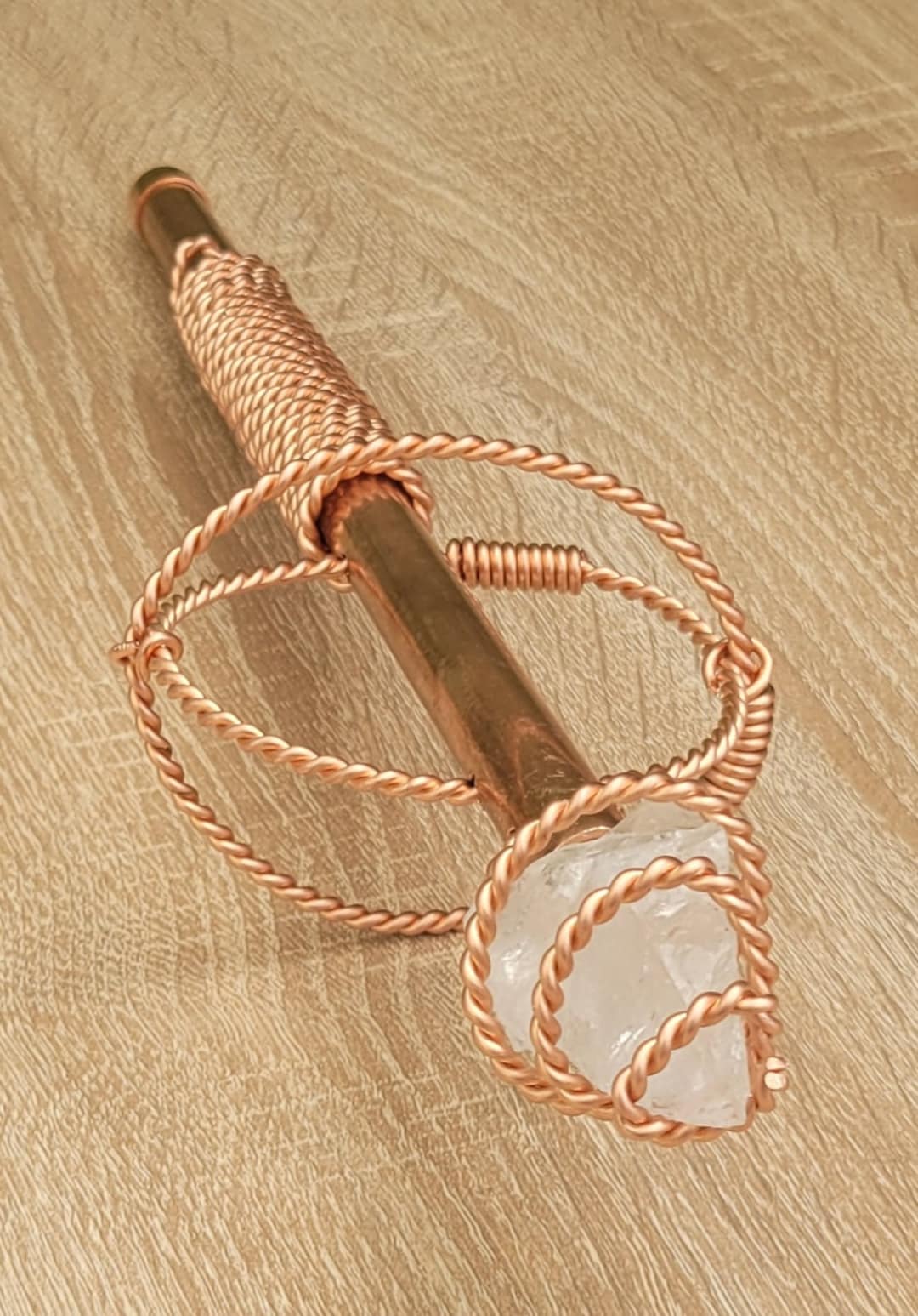 Copper Tensor Healing Wand With Quartz Crystal & 333mhz Cubit Wire - Etsy
