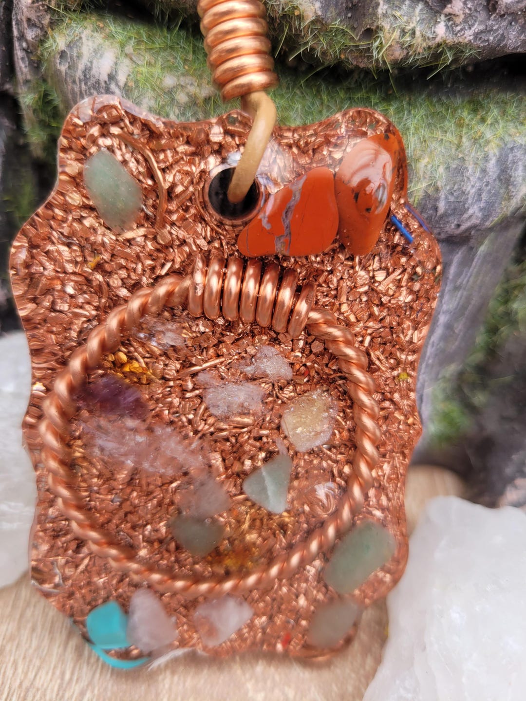 Orgonite Pendant Set in Pure Copper and With Various Crystals and A ...