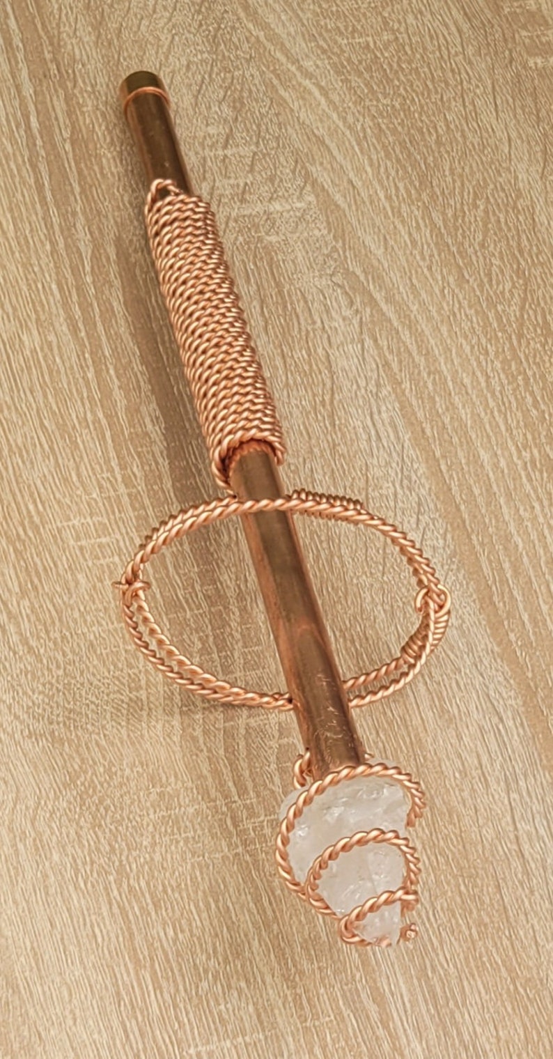 Copper Tensor Healing Wand With Quartz Crystal & 333mhz Cubit Wire - Etsy