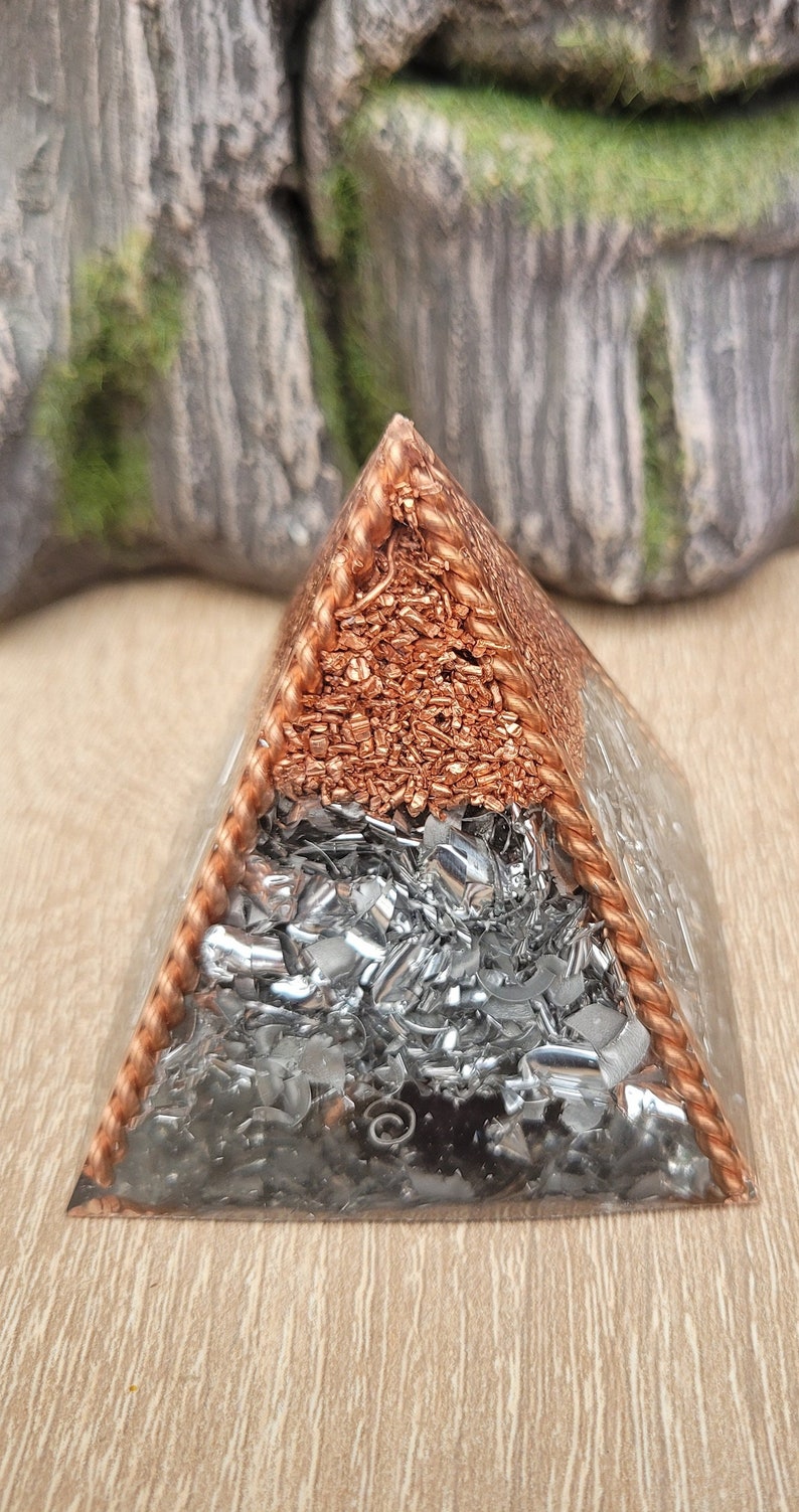 Small Orgonite Pyramid With Amethyst Wrapped in Copper in the Bottom ...