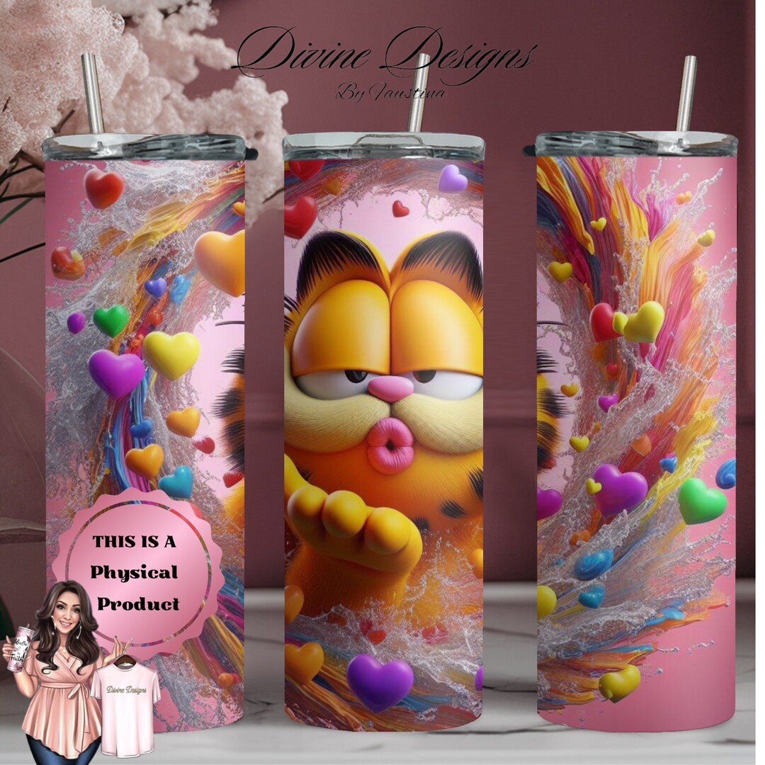 Garfield 20oz Skinny Insulated Stainless Steel Tumbler , With Lid and ...