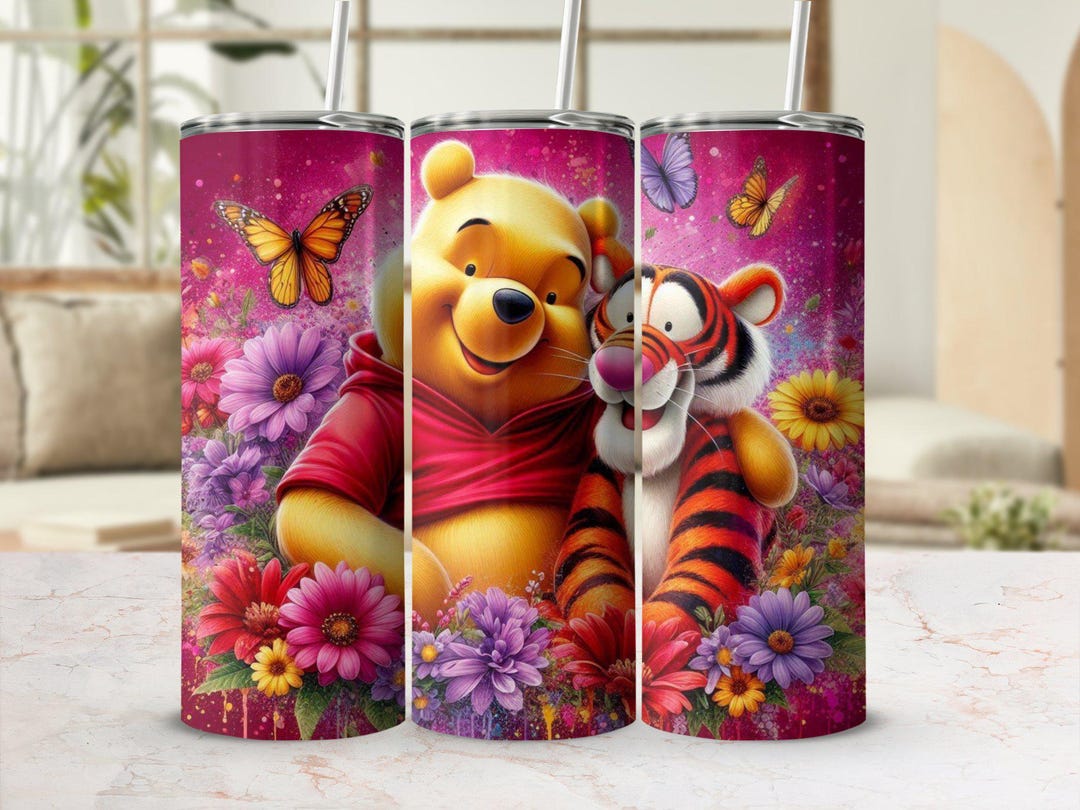Pooh and Tigger 20oz Skinny Tumbler, Sublimation Design, Characters ...
