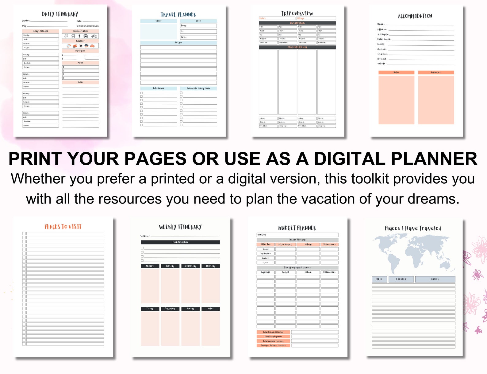Ultimate Travel Planner Bundle: Digital Trip Organizer With Printable ...