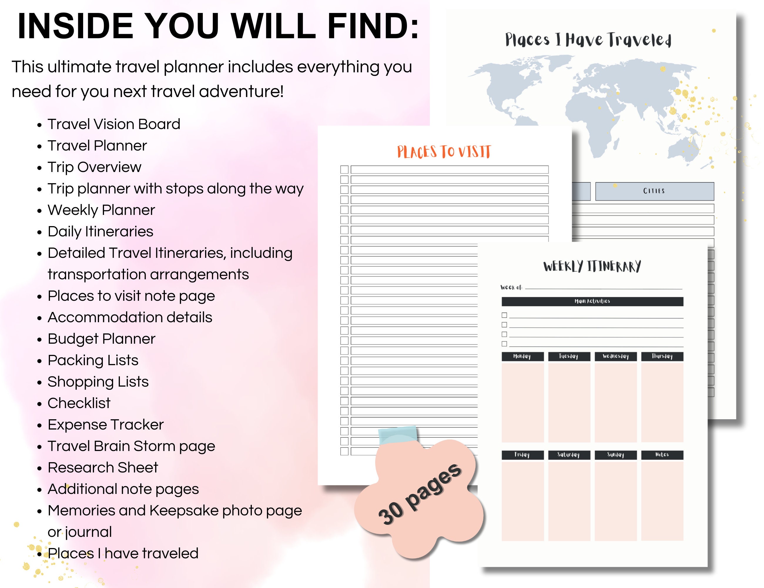 Ultimate Travel Planner Bundle: Digital Trip Organizer With Printable ...