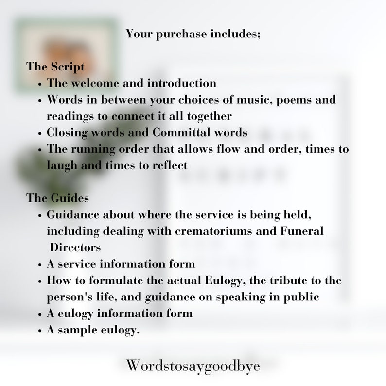 Personalised Funeral Script for a Much Loved Female, Funeral Service Speech, Celebration of Life ...