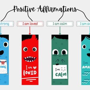 Printable Affirmation Bookmarks for Kids: Positive Quotes, Mindfulness ...