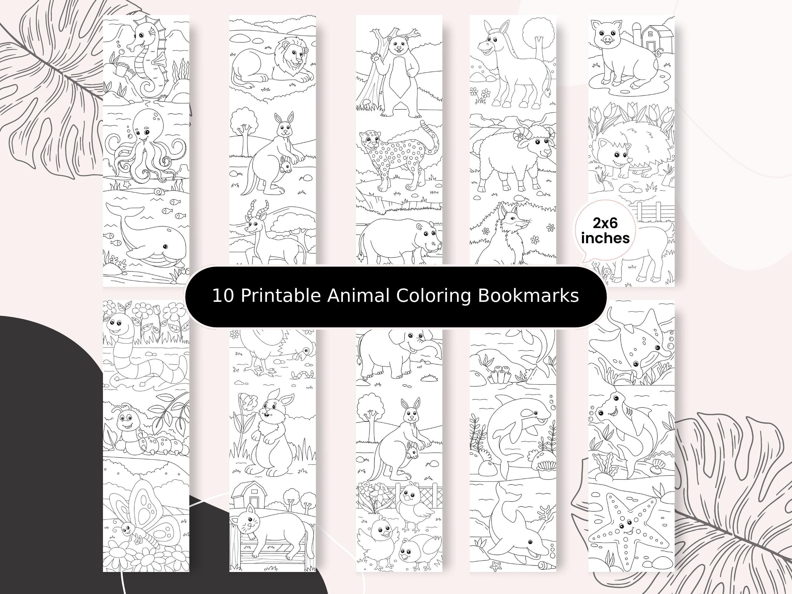 Coloring Bookmarks for Kids: Printable Bookmark Set (PDF) - Etsy